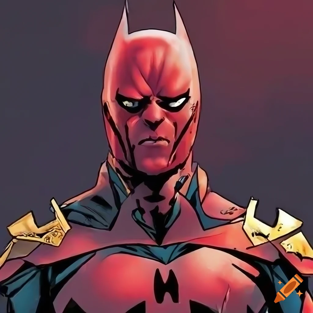 Oc mutant superhero with red skin in a cinematic comic style on Craiyon