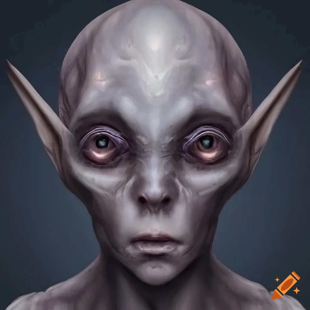 Highly-detailed portrait of an alien humanoid with elf-like features on ...