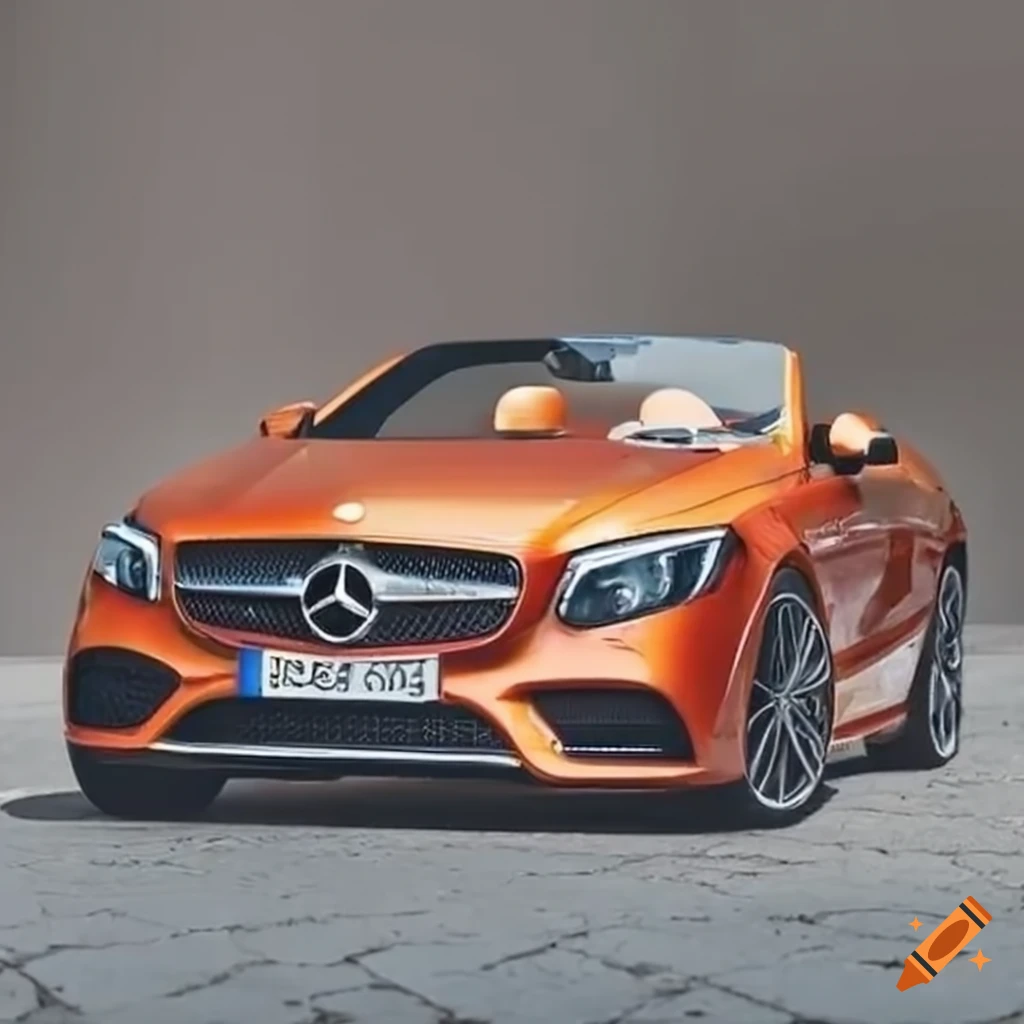 Luxurious mercedes convertible shining in orange and red on sunny ...