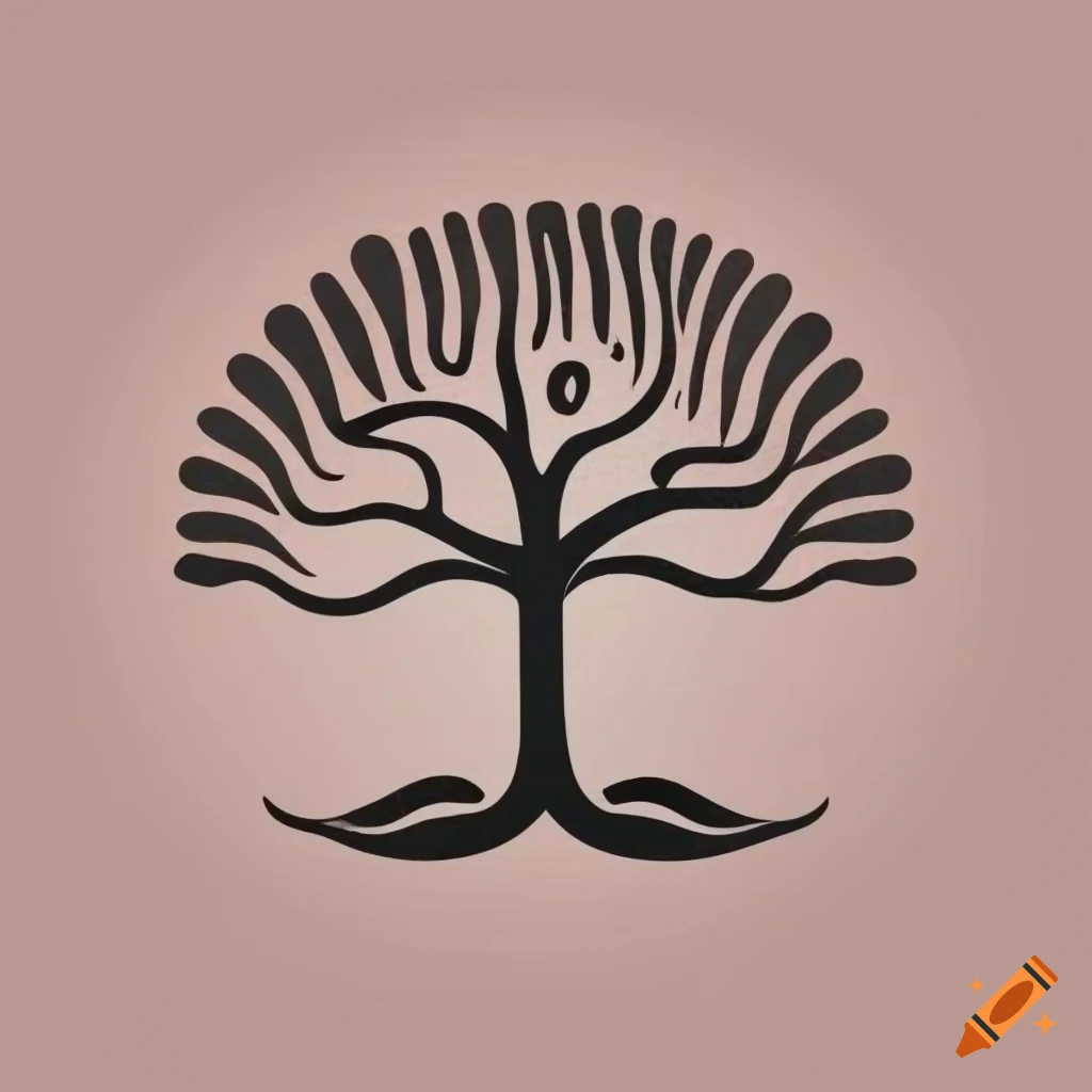 Harmonious tree silhouette formed by two minds in a minimalist black ...