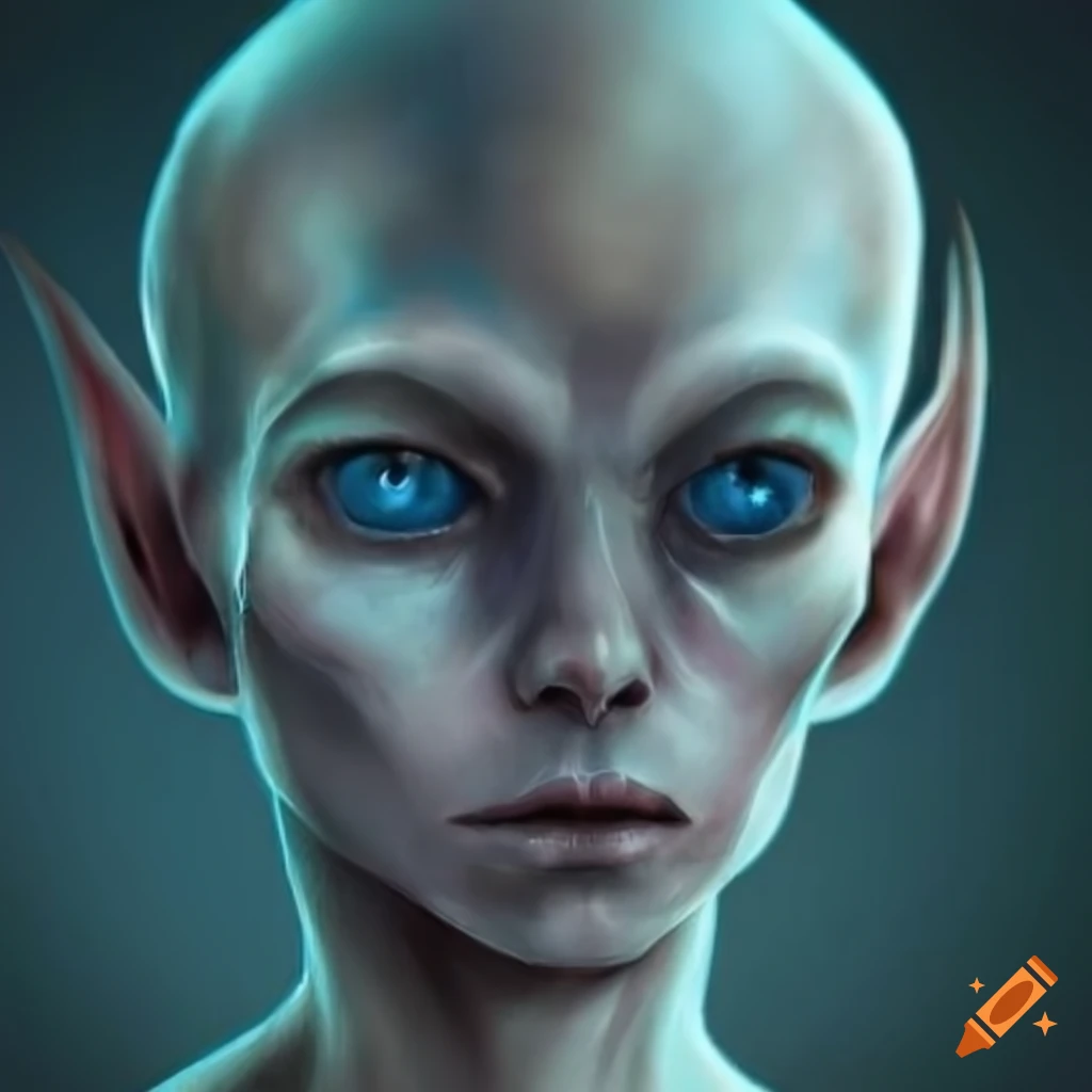 Highly-detailed portrait of an alien humanoid with elf-like features on ...
