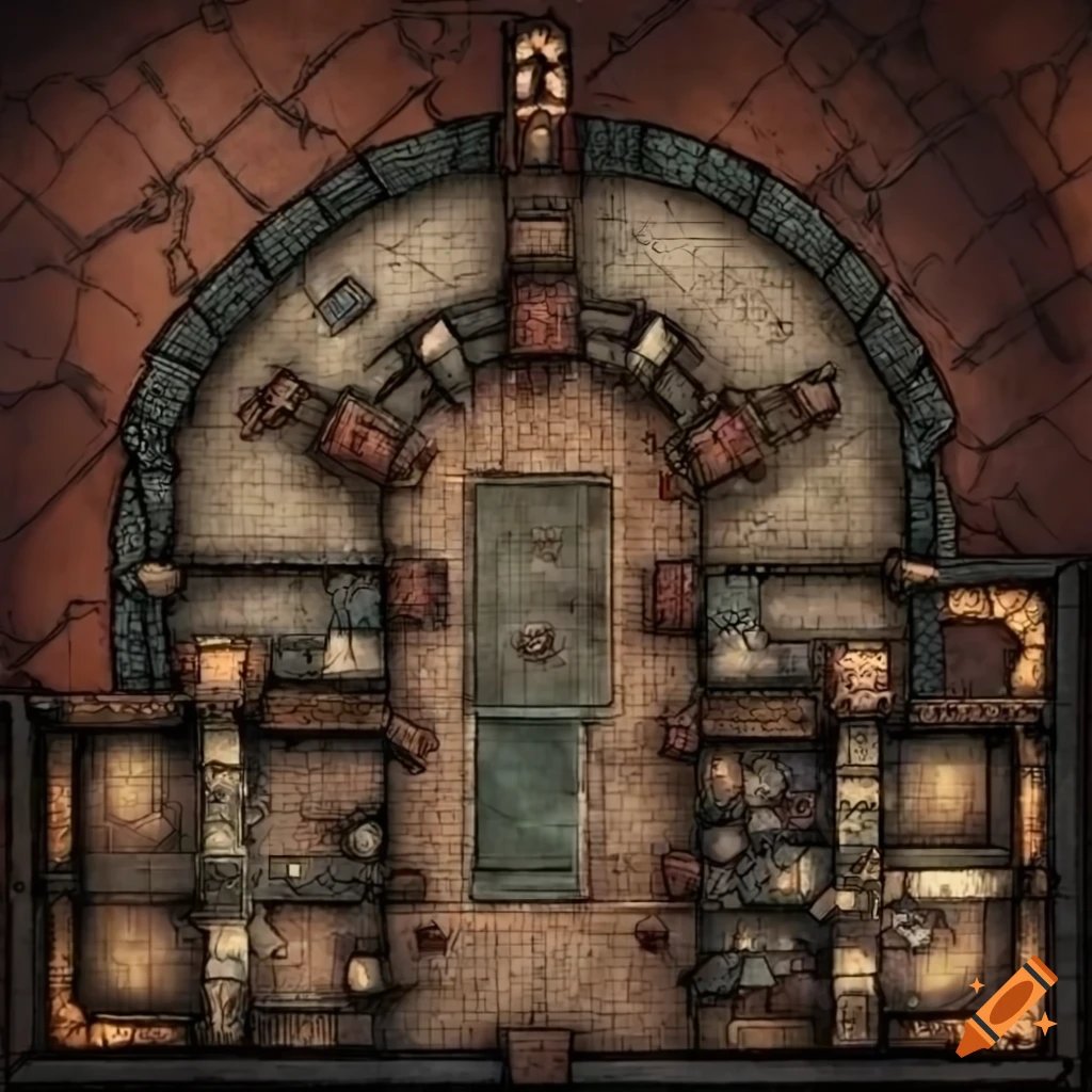 Detailed three-storied map of a gothic courthouse for a DnD adventure ...