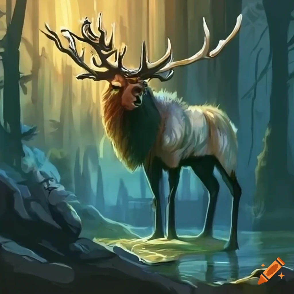 Art of Jegantha the Wellspring, a large elk from Magic: The Gathering ...
