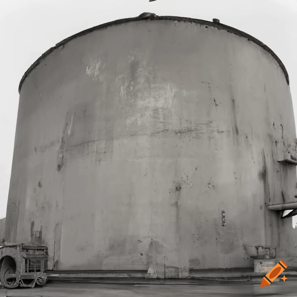 Large cylindrical concrete tank with floating gas holder made of ...