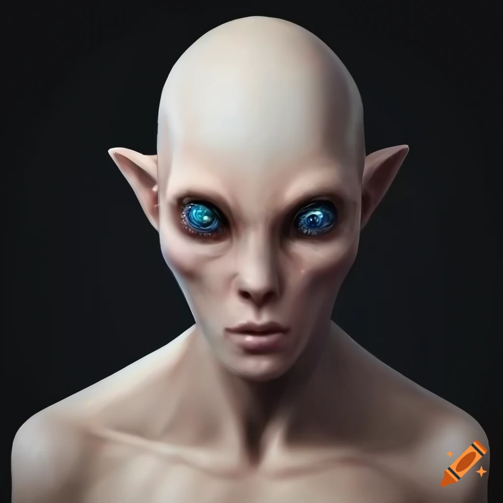 Highly-detailed portrait of an alien humanoid with elf-like features ...