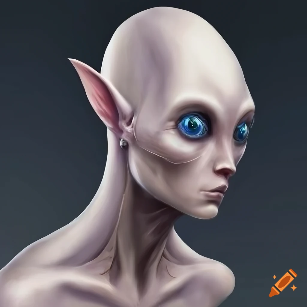 Highly-detailed portrait of an alien humanoid with elf-like features ...