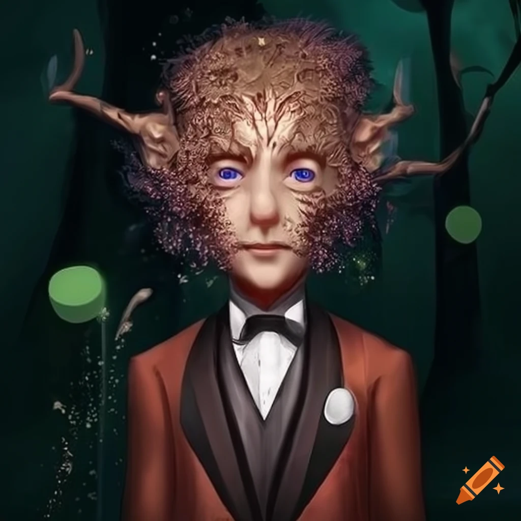 Cute Ent tree person in a tuxedo in a fantasy setting on Craiyon