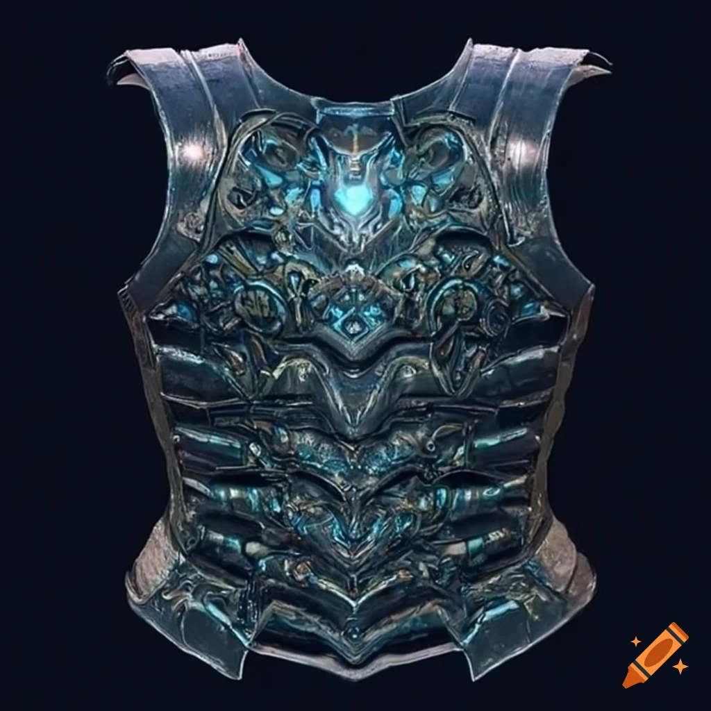 Adorned magic massive body armor with front view and vertical symmetry ...