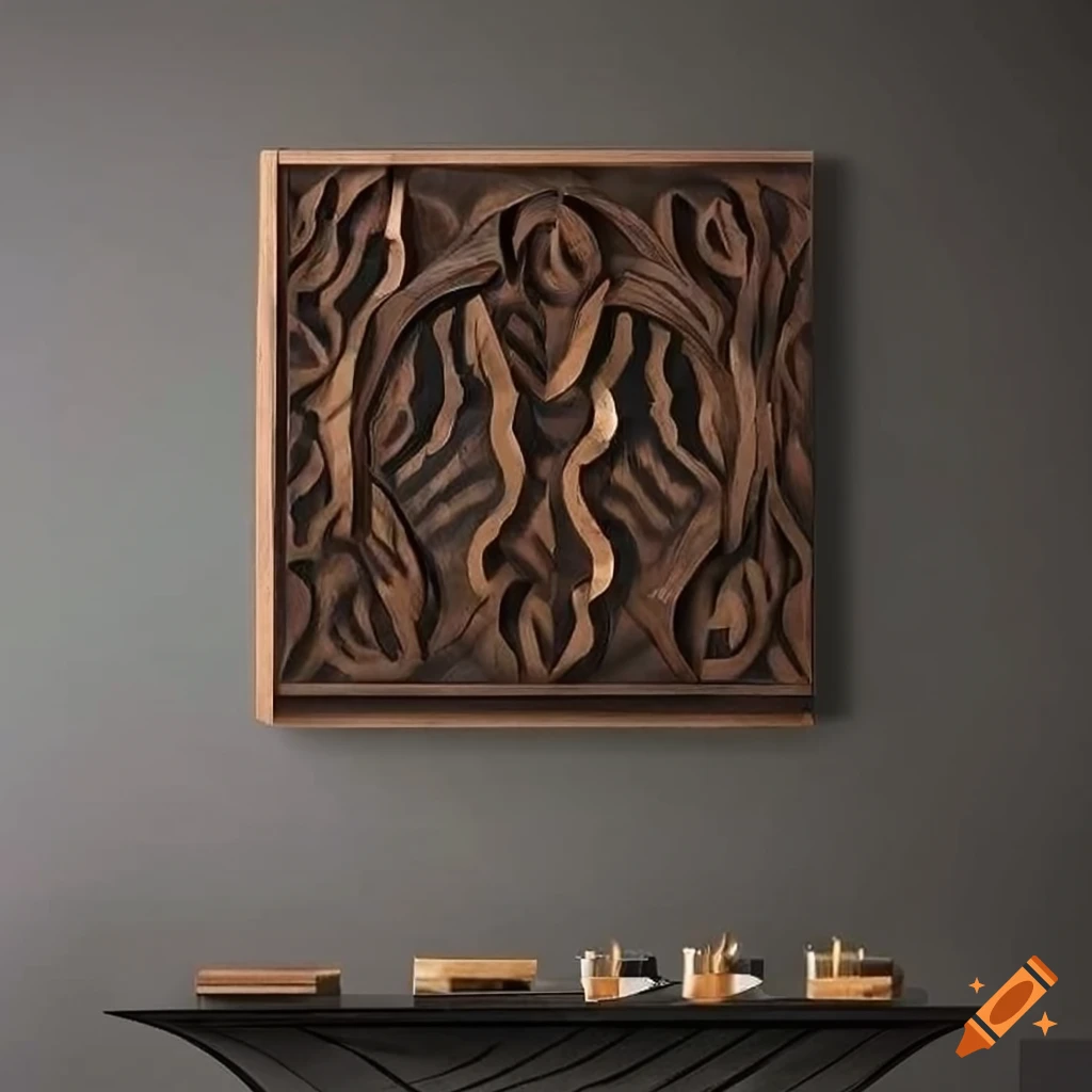 Luxurious wall art crafted from rich black walnut wood with intricate ...