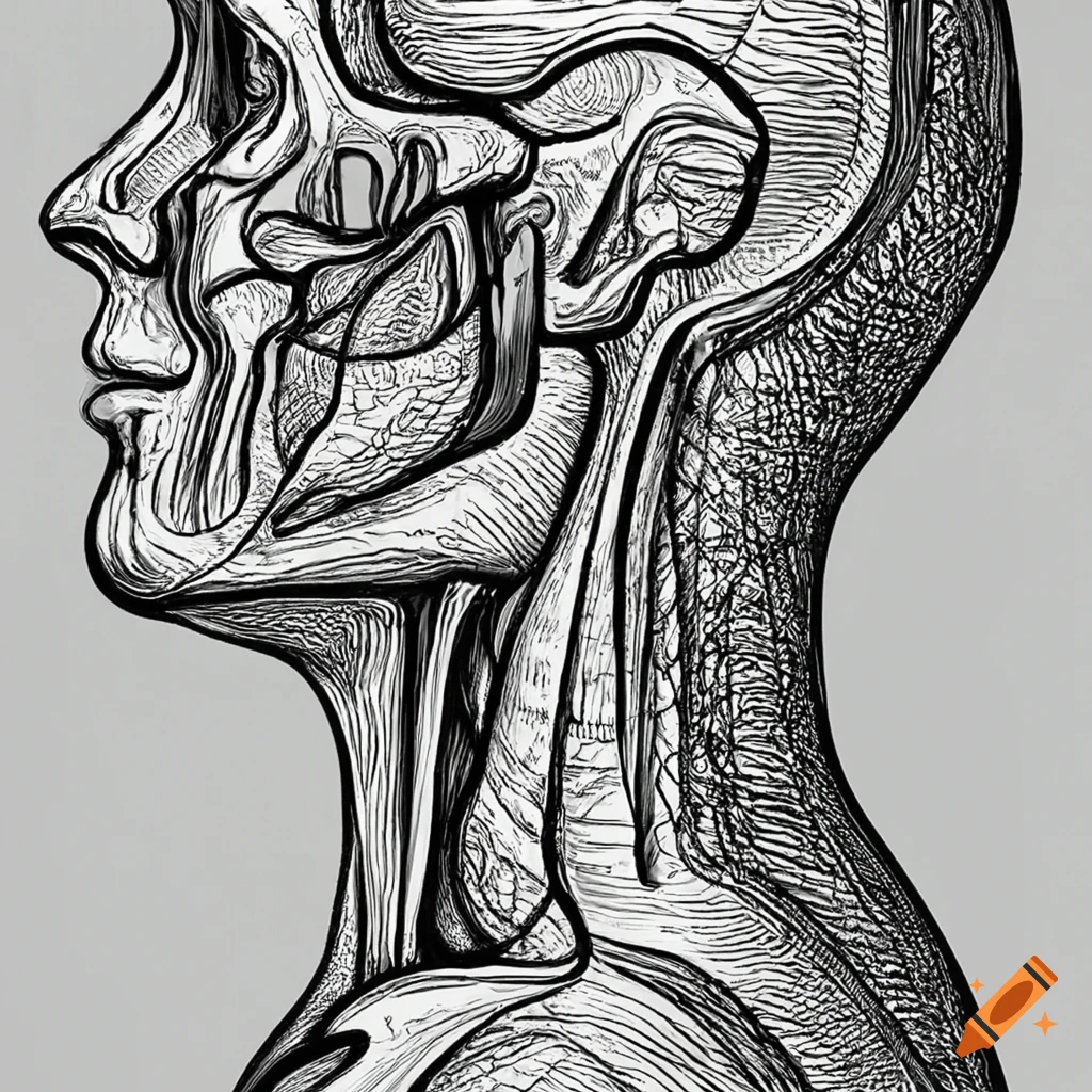 Medical anatomy of human head and torso side profile on Craiyon