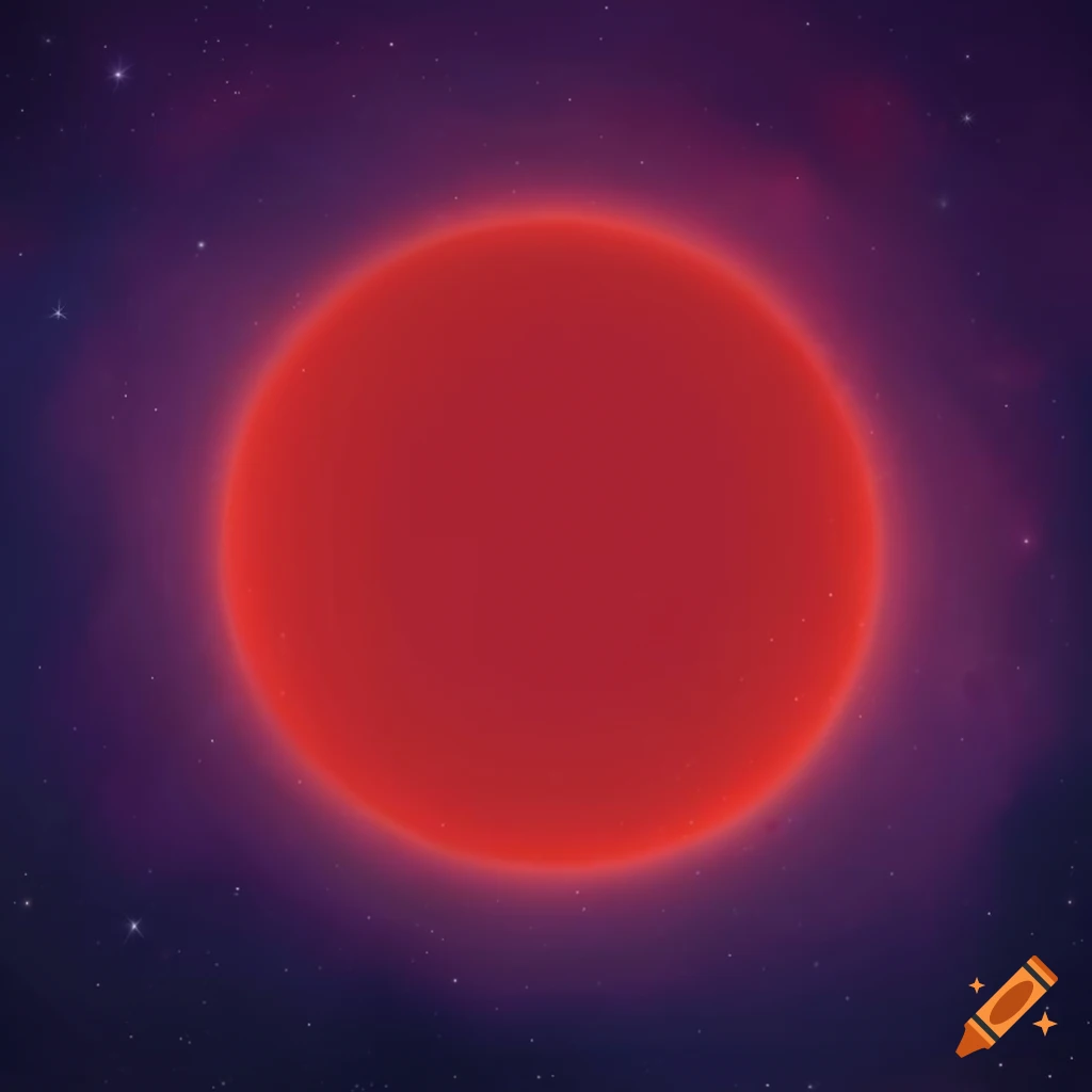 Flat design of a giant red sun in a cosmic background on Craiyon