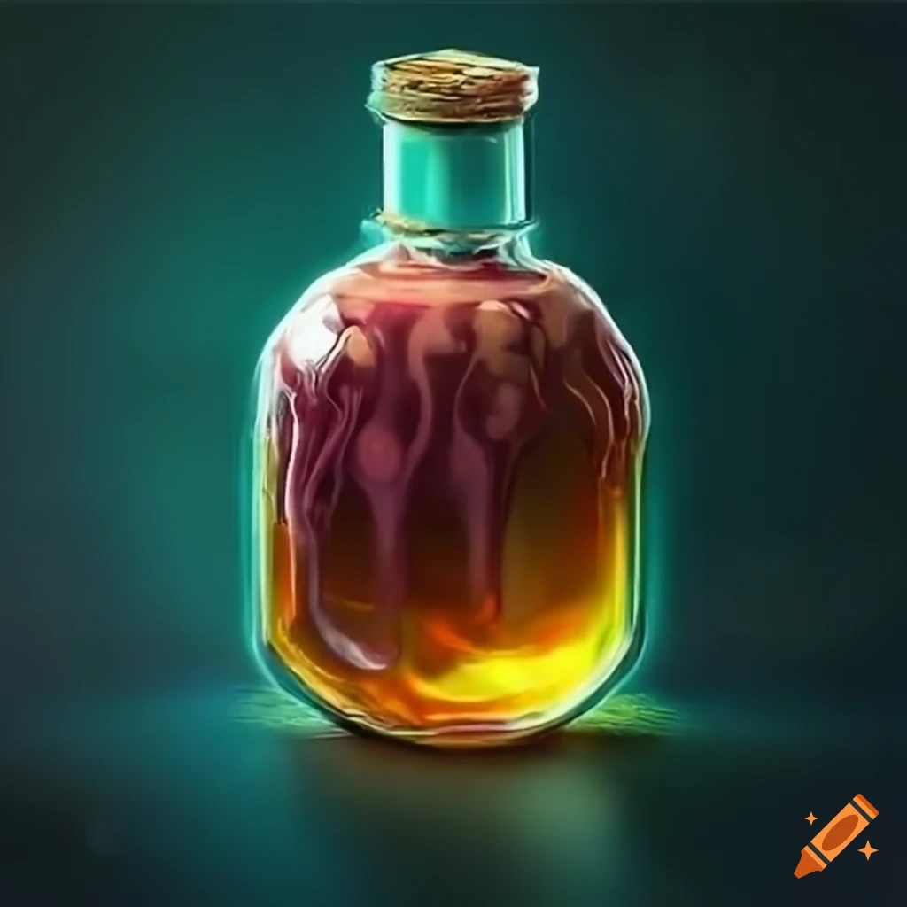 Bubbling goblin potion with chaotic aesthetic on Craiyon