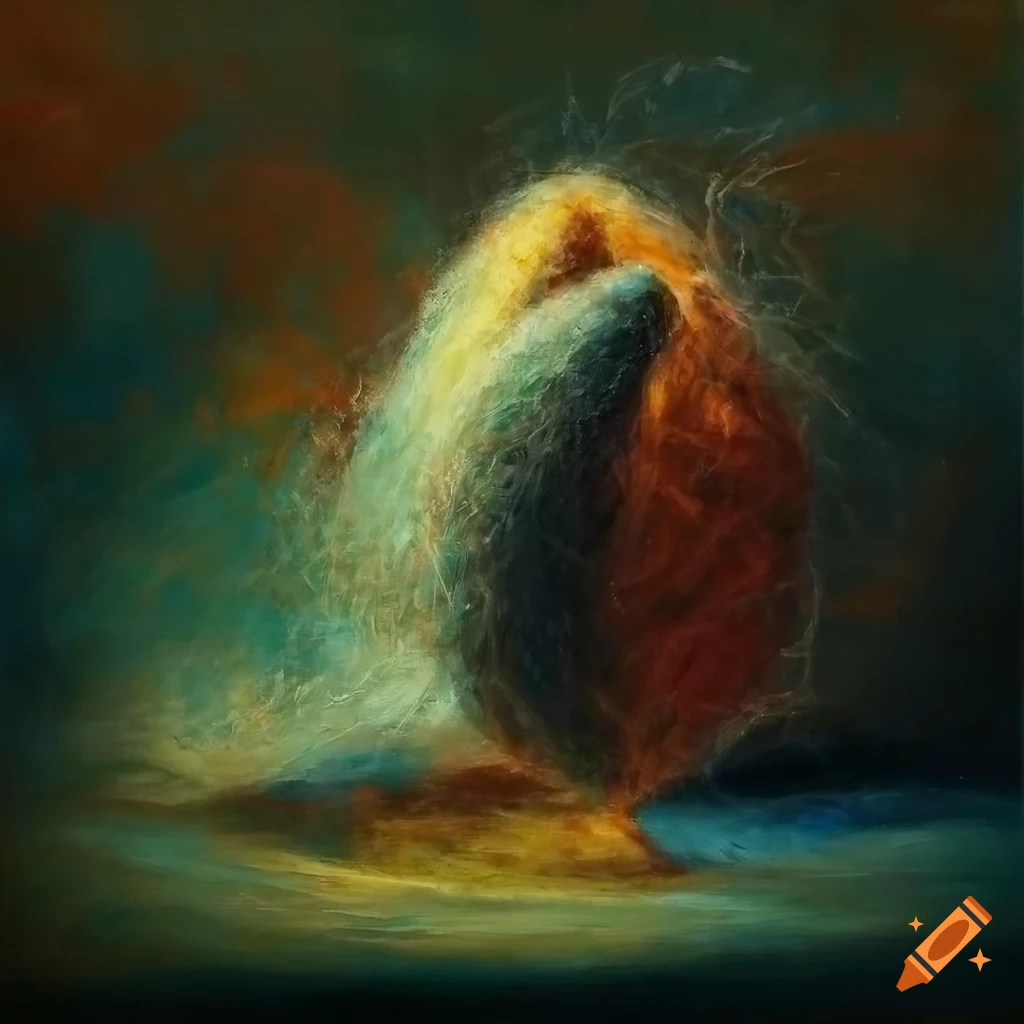 High-resolution scratched wool canvas oil painting with emotive composition on Craiyon