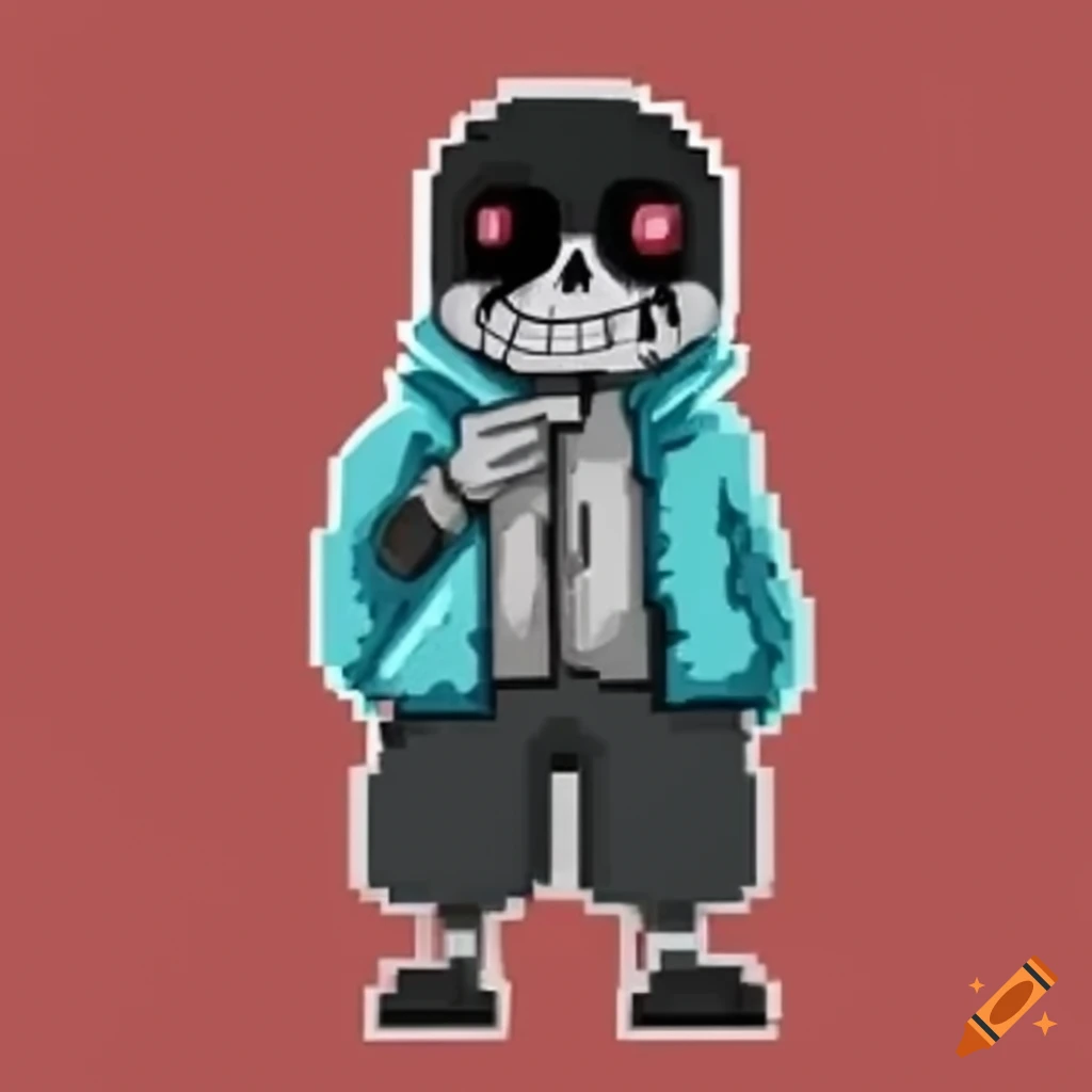 Sans character from Undertale in orange jacket and red slippers with ...