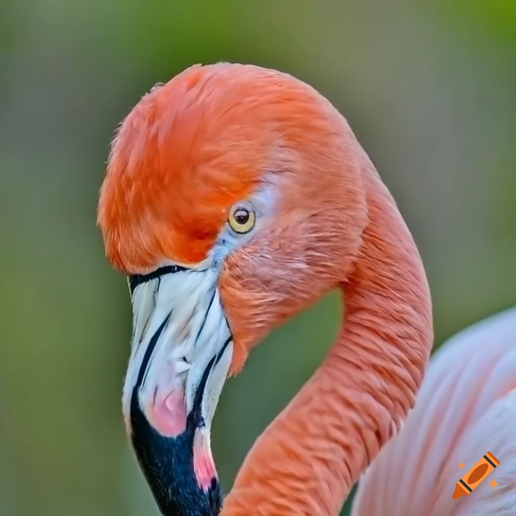 Ultra macro close up of flamingo's detailed beak with light reflection on Craiyon