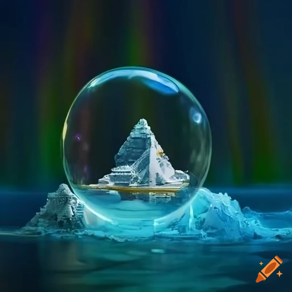 Miniature world in a floating glass bubble with natural and ...
