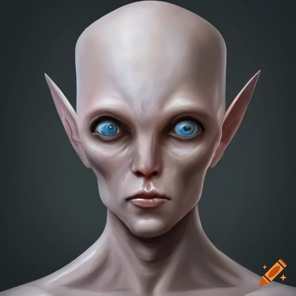 Highly-detailed portrait of an alien humanoid with elf-like features on ...