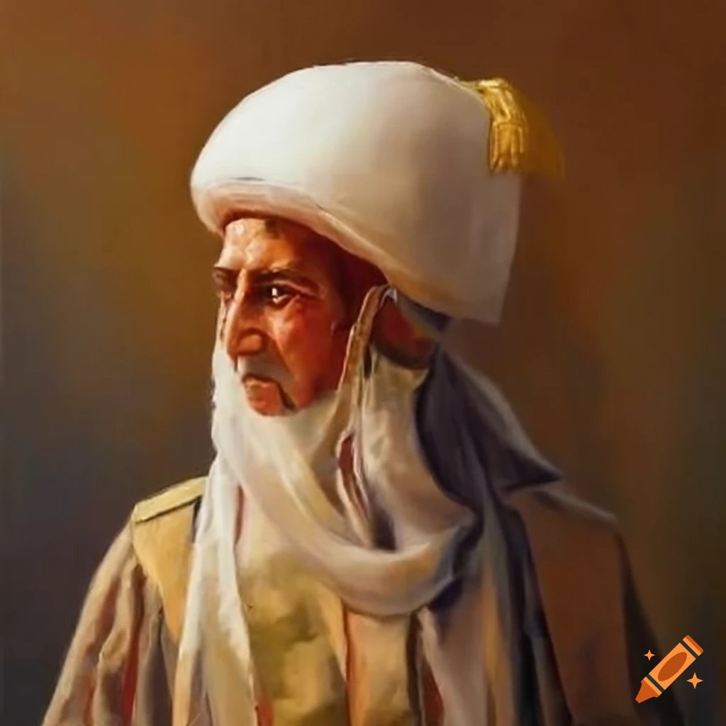 Arabic califa and Basque army general standing together as friends on ...