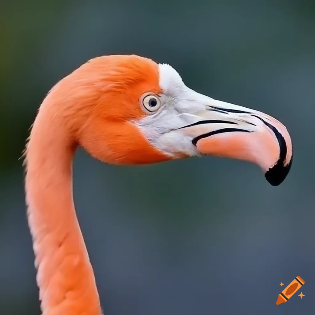Macro close-up of a flamingo's detailed beak with light reflection on Craiyon