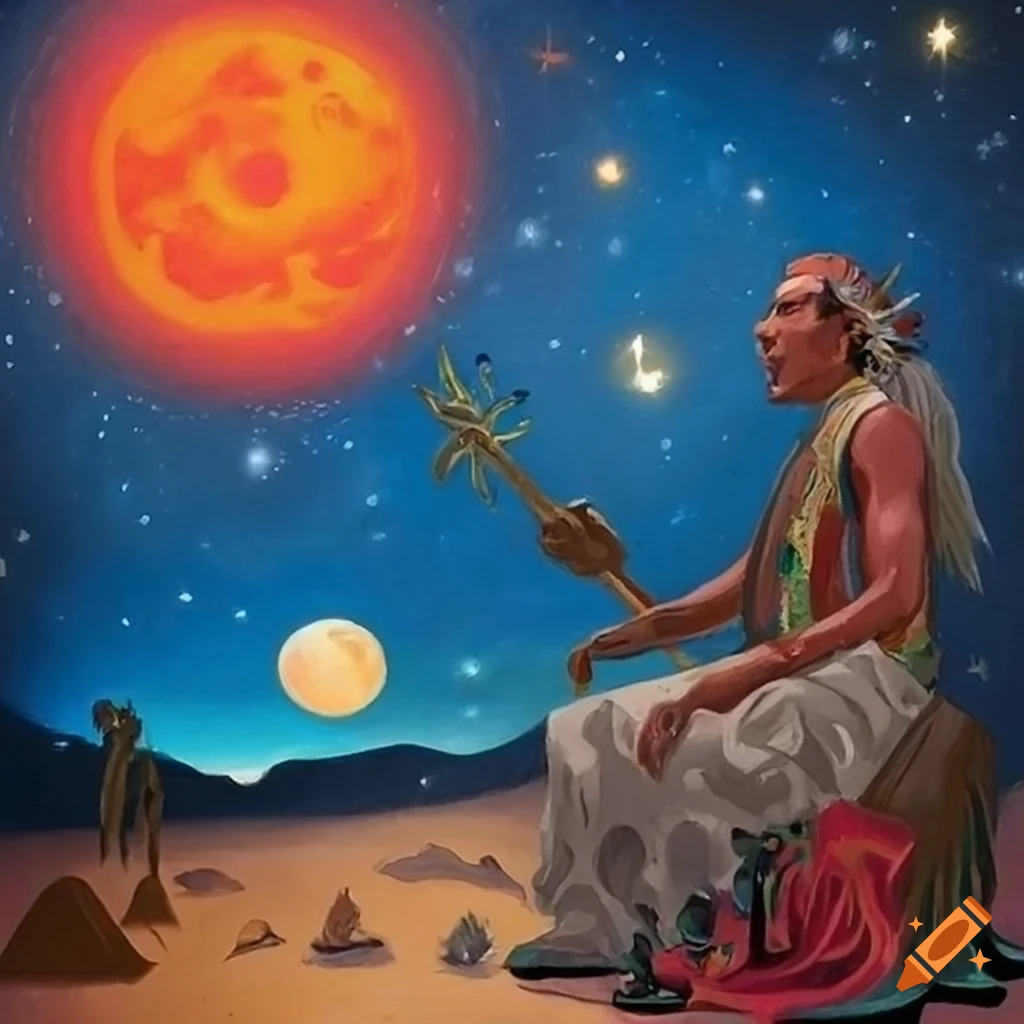 Surrealist painting of Carlos Castaneda and Don Juan Matus in deep ...