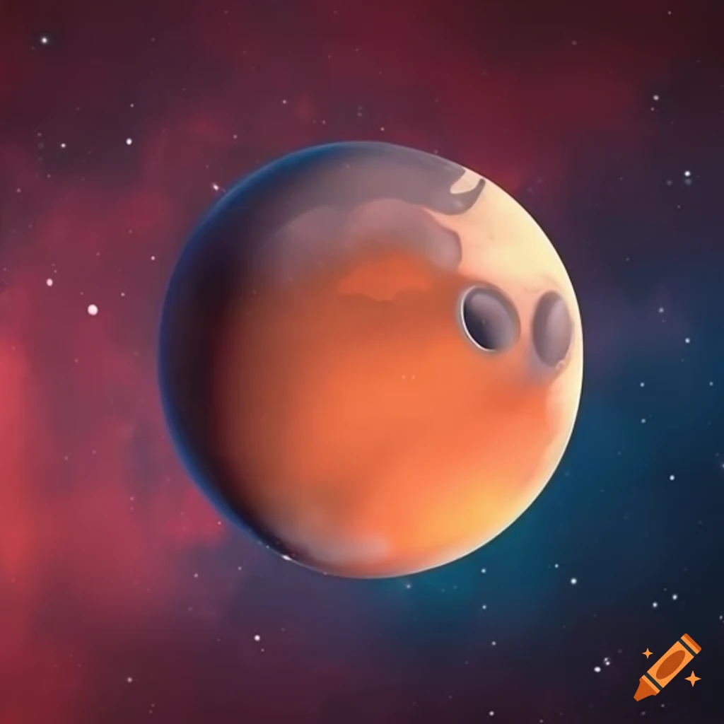 Flat design of mars in a cosmic background on Craiyon