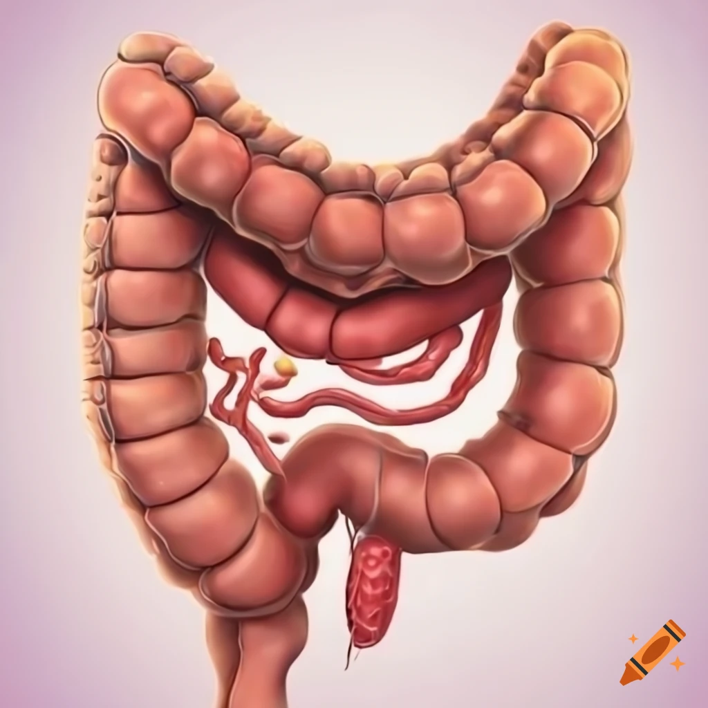 Detailed illustration of the human small intestine structure on Craiyon