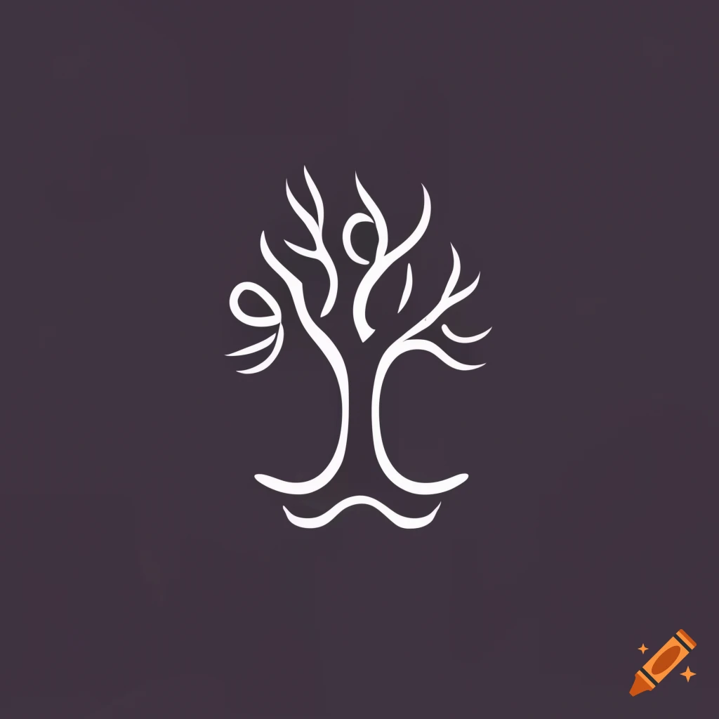 Simple logo of two minds forming a harmonious tree silhouette in black ...