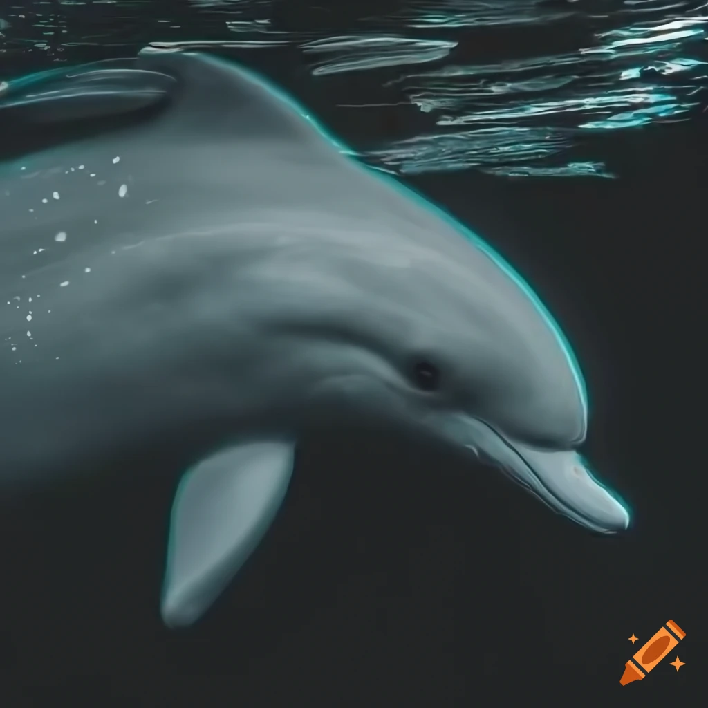 Glitched abstract dolphins in black and white from tv noise on Craiyon