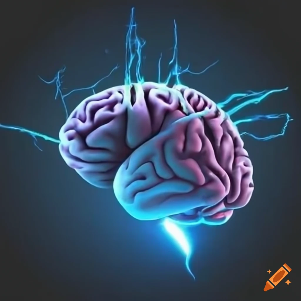 Broken brain with electricity in a Freudian style on Craiyon