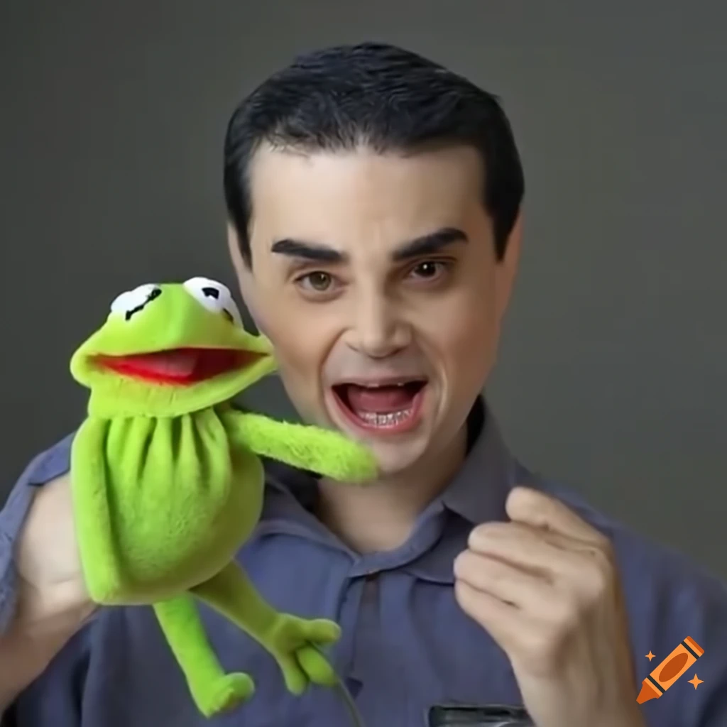 Ben shapiro with kermit the frog sock puppet on Craiyon