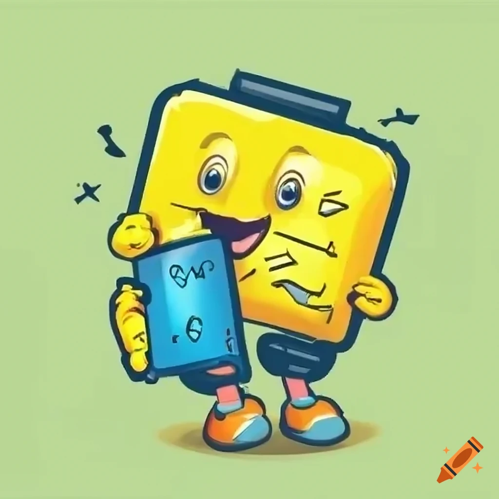 Delighted cartoon printer with stack of novelties in bold colors on Craiyon