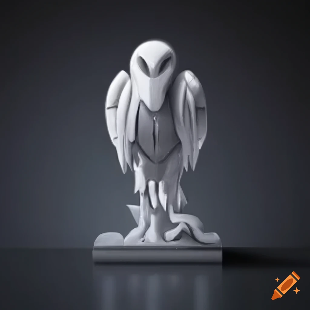 Runic vulture construct guardian in a minimalist glass sculpture on Craiyon