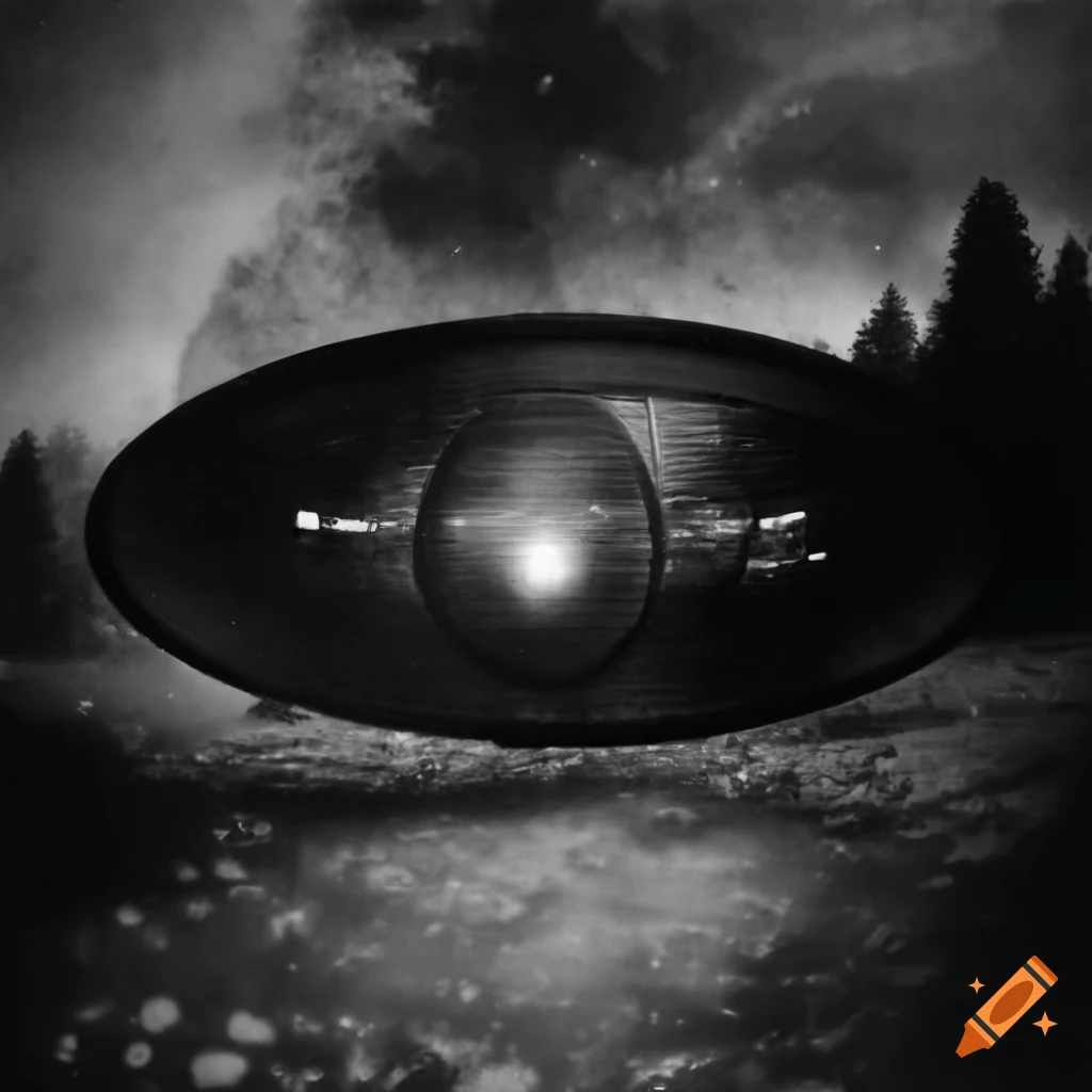 Alien disco band record cover with ufo in french countryside on Craiyon