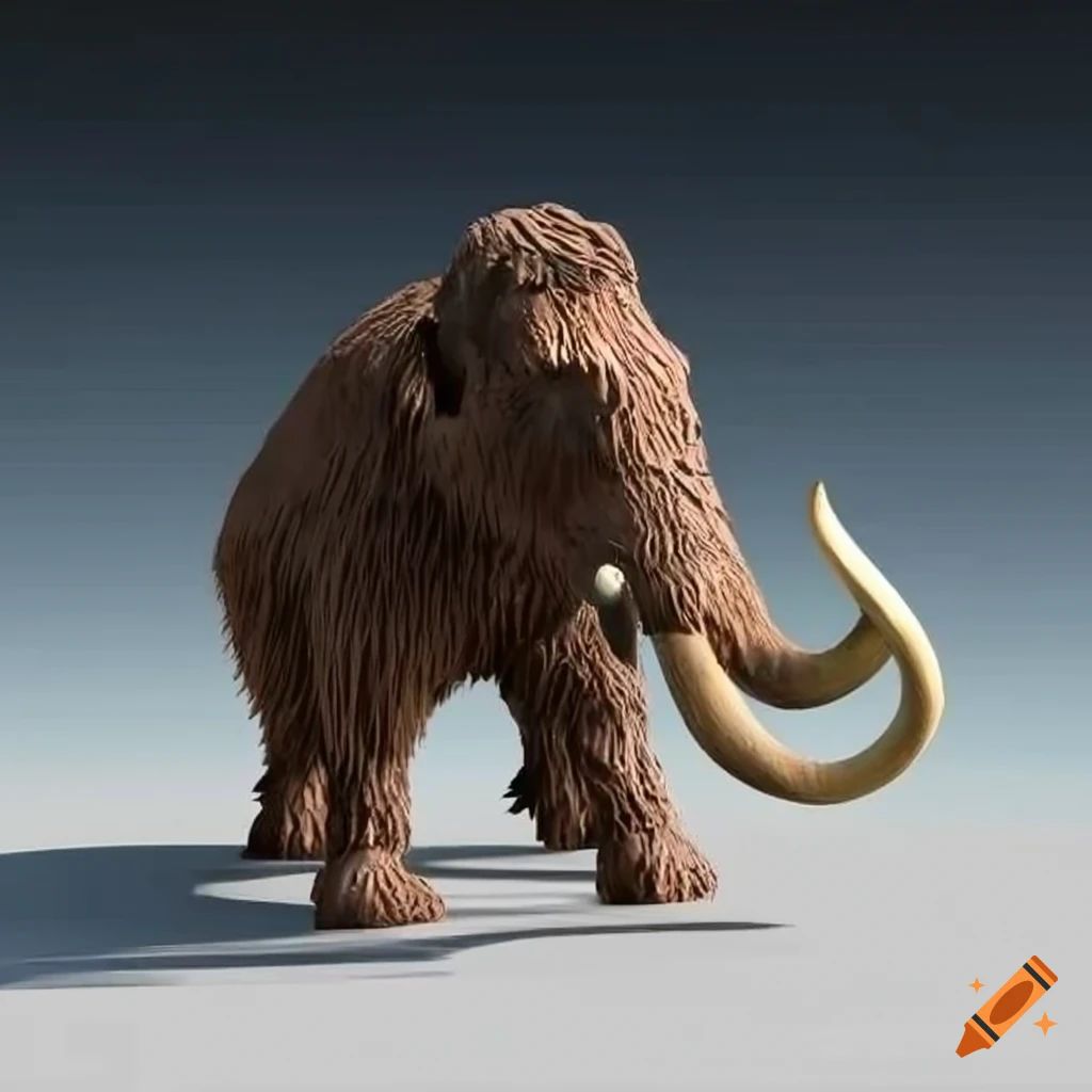 Mammoth model with hairy textures and running pose in copperplate ...
