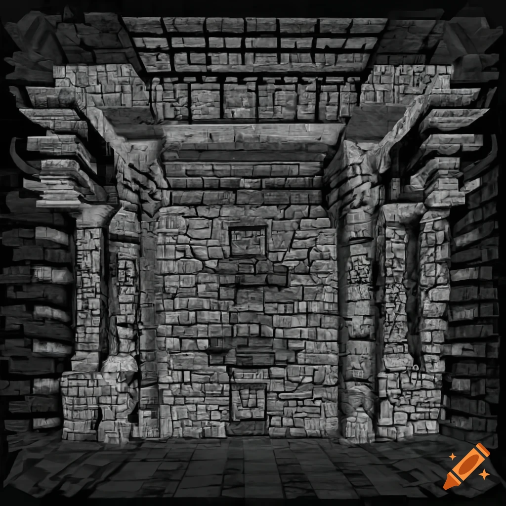 3d map of a dungeon temple with 5 rooms on Craiyon