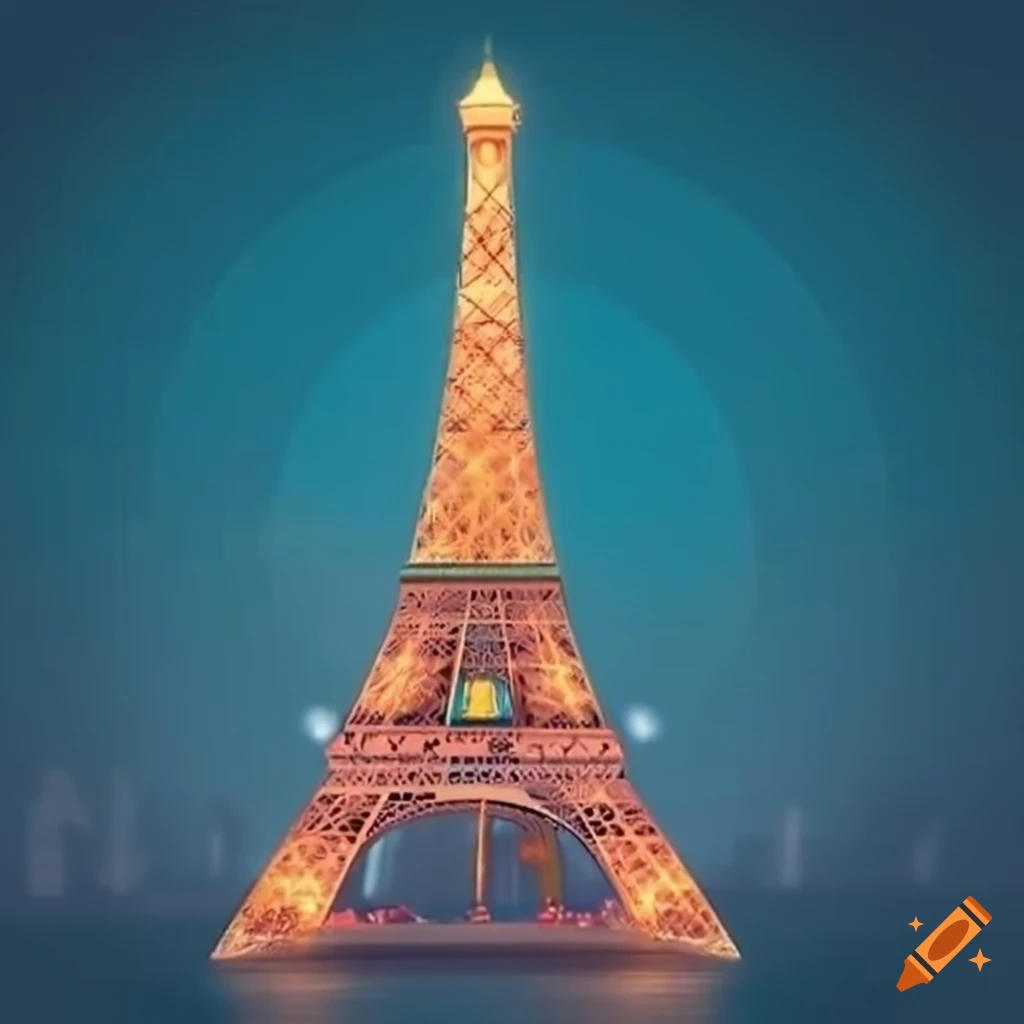 Adventurous cartoon character exploring the Eiffel Tower in Paris on ...