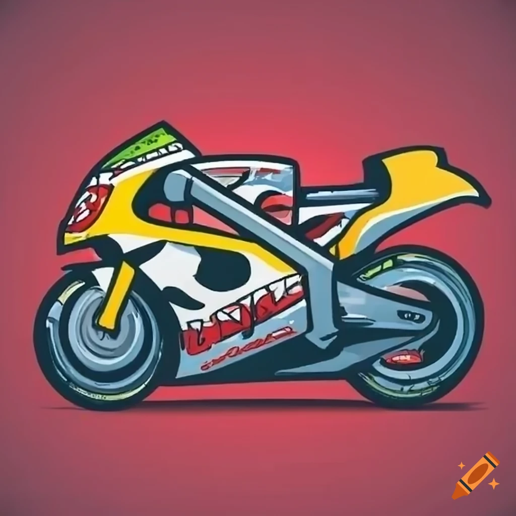 Cartoon motogp motorcycle logo without rider on Craiyon