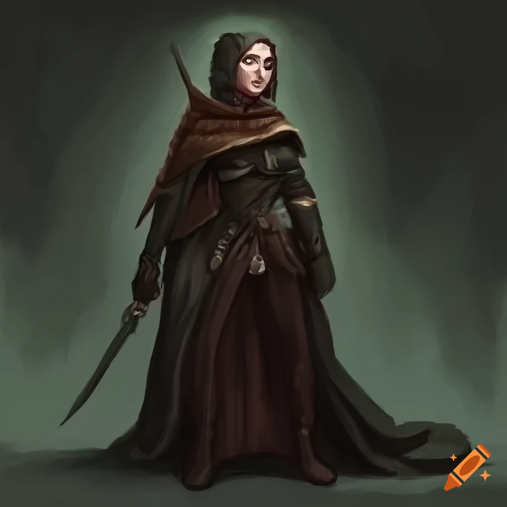 Female Halfling Rogue character in dark clothes and a cape for D&D ...