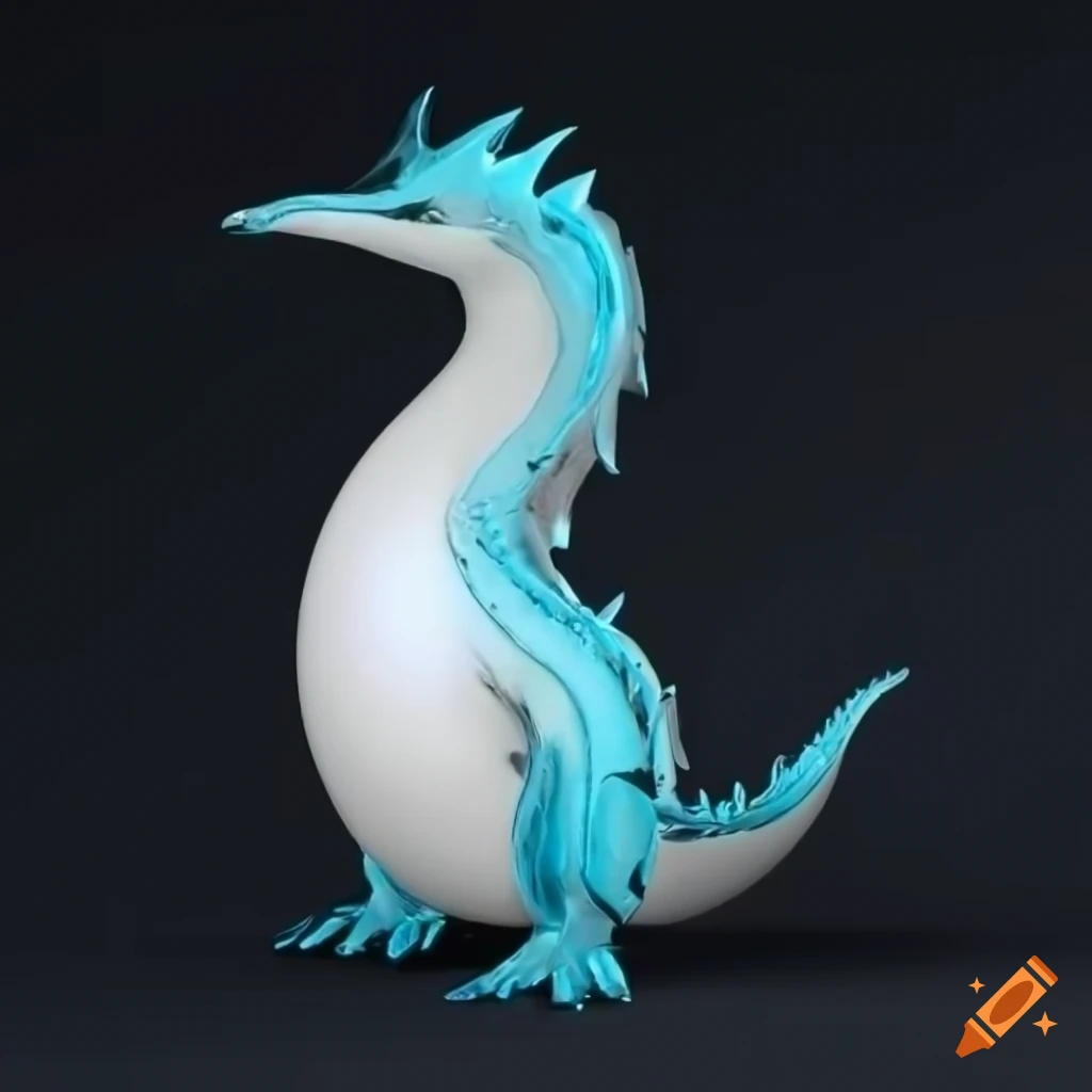 Runic penguin dragon glass sculpture in minimalist style on Craiyon