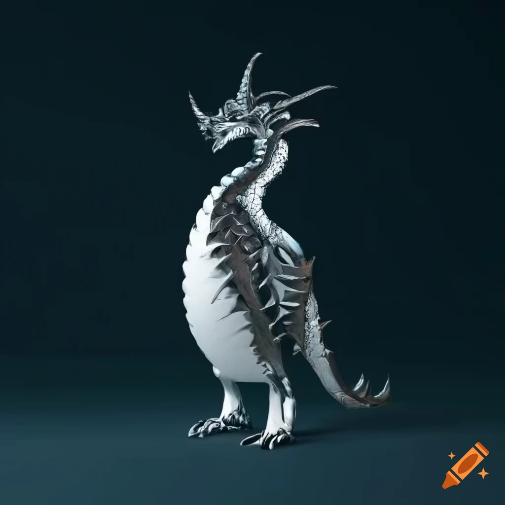 Runic penguin dragon metal sculpture in minimalist style on Craiyon