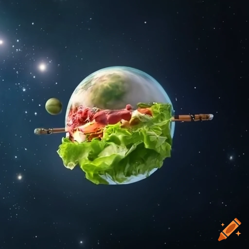 Planet made of salad in outer space on Craiyon