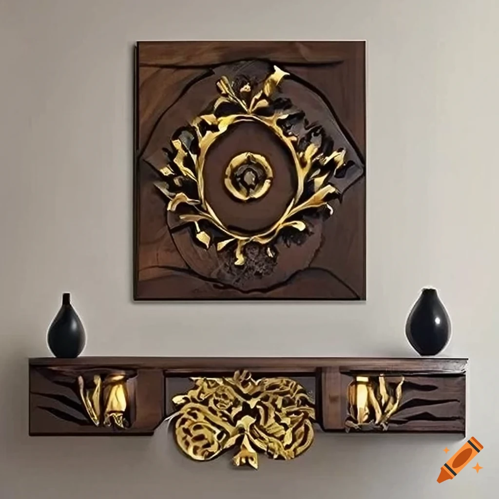Luxurious high-end wall art crafted from rich black walnut wood with ...