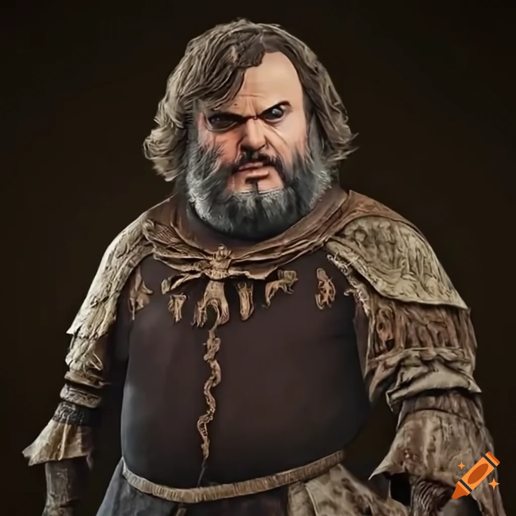 Jack Black in medieval outfit exploring map in Elden Ring game on Craiyon