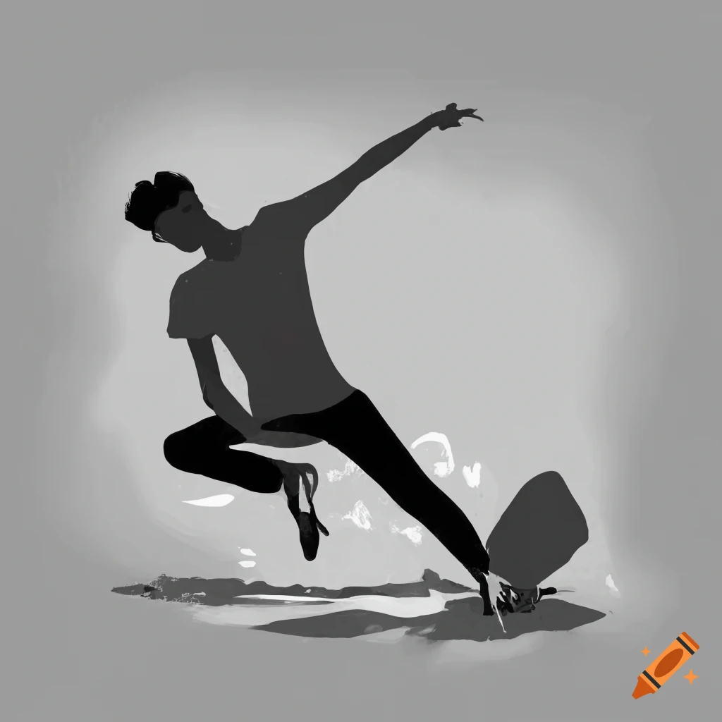 Minimalist illustration of a man falling with a stone on the ground on ...
