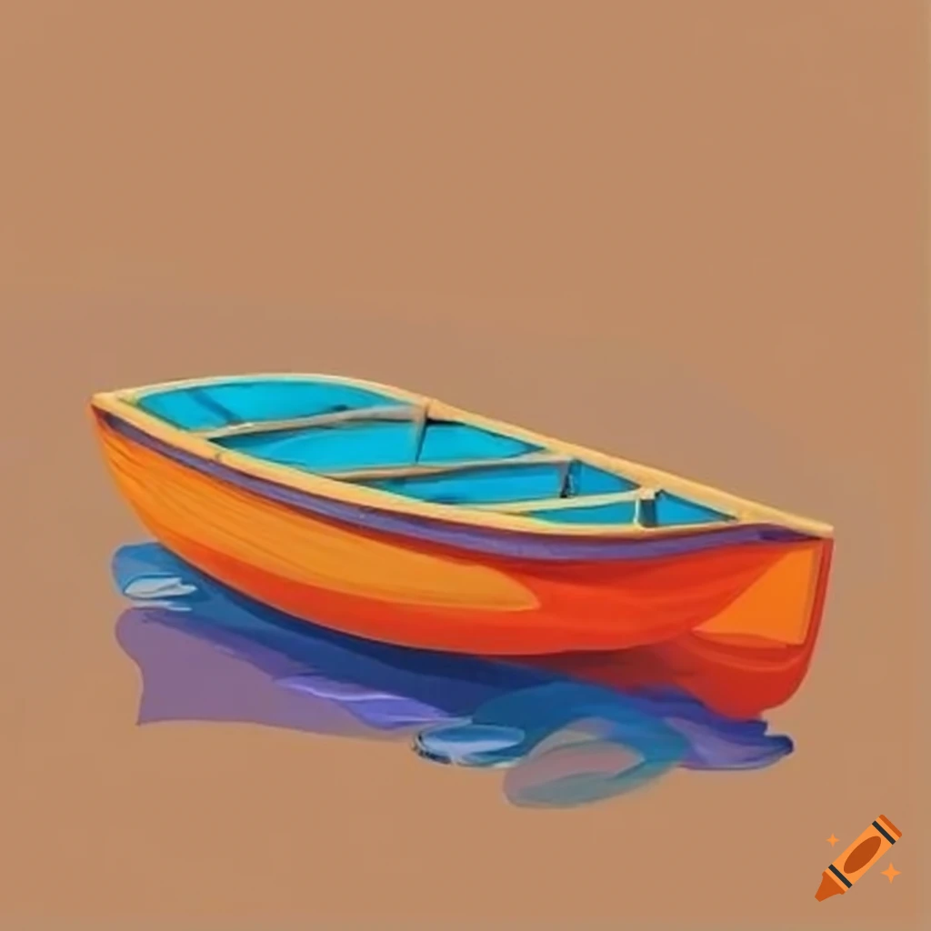 Orange rowboat with blue paddles on Craiyon