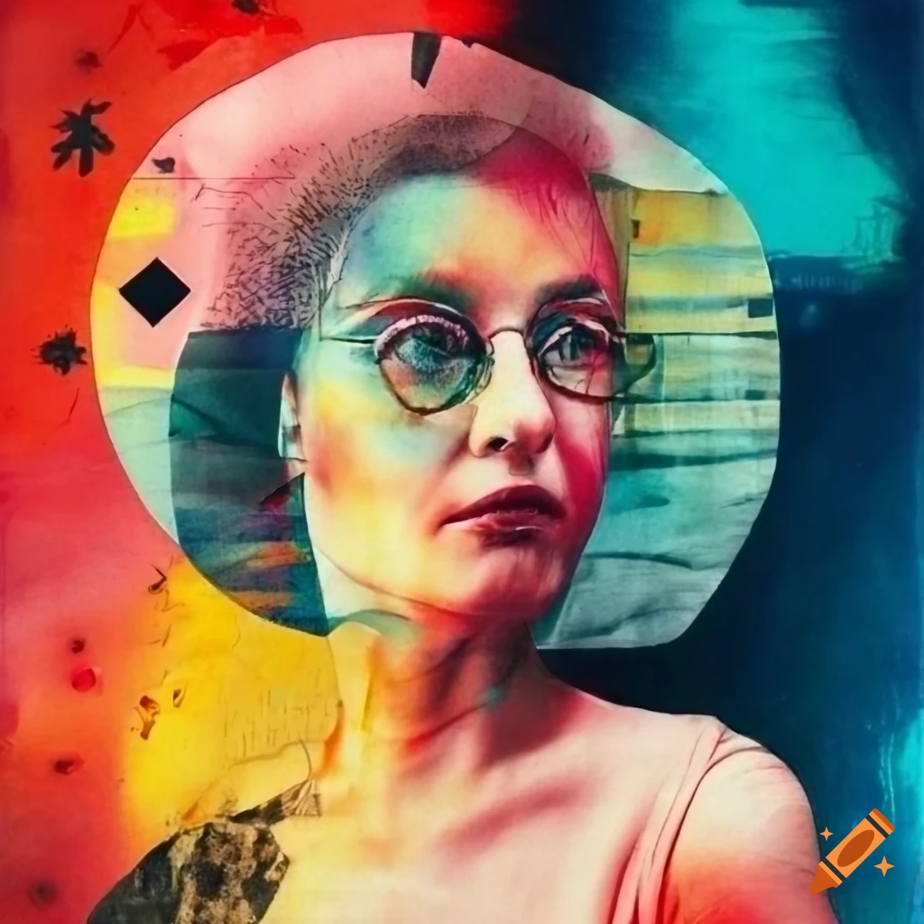 Collage art with photorealistic images of women and detailed textures ...