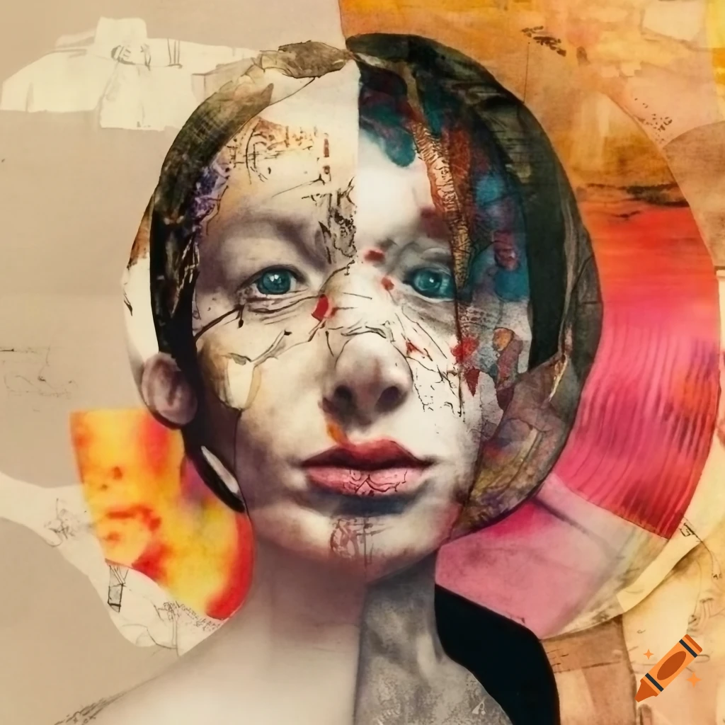 Collage artworks with photorealistic images of women and detailed ...