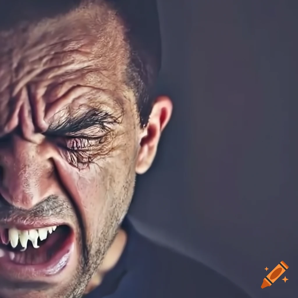 Man shouting in anger with tears flowing on Craiyon