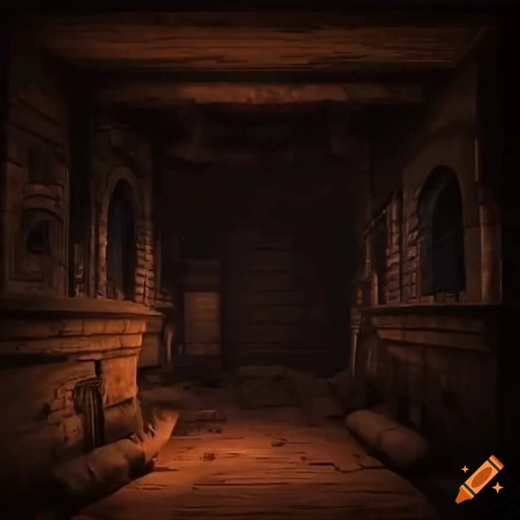 First-person view of a dungeon crawler video game on Craiyon