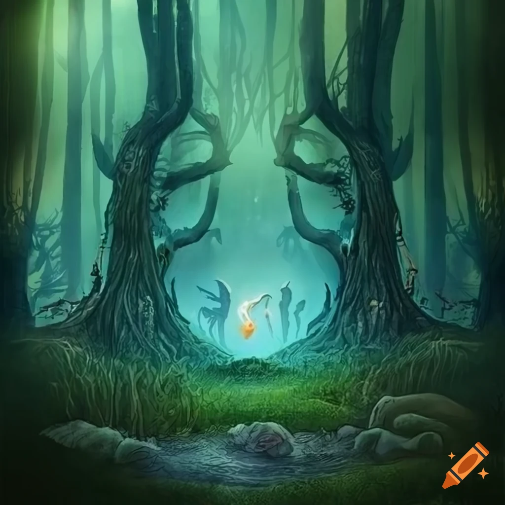 Enchanted forest book cover titled Gio and the enchanted forest on Craiyon